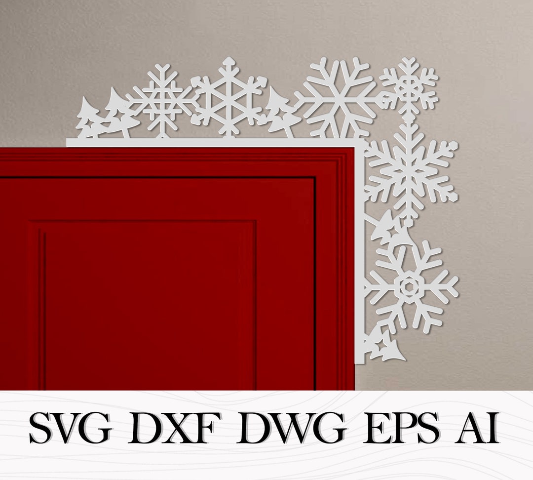 Christmas Door Corner Design With Snowflakes, Christmas SVG, Christmas ...