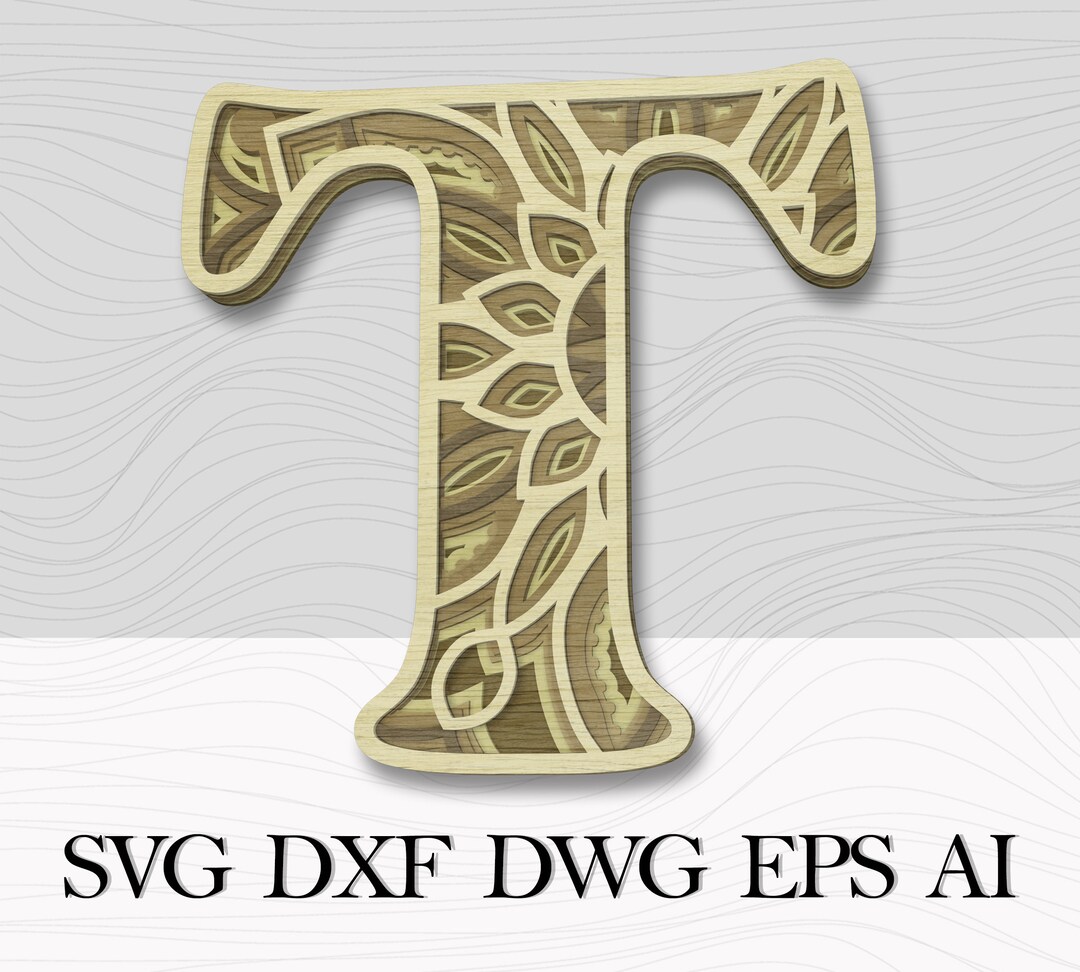 Multilayer Letter T, Wall Art Layered, DXF Alphabet Letter T, Laser Cut ...