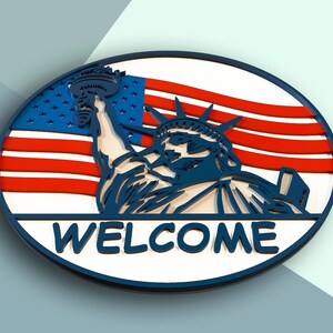 Door Sign Welcome SVG, Welcome Round Sign for Independence Day, Welcome ...