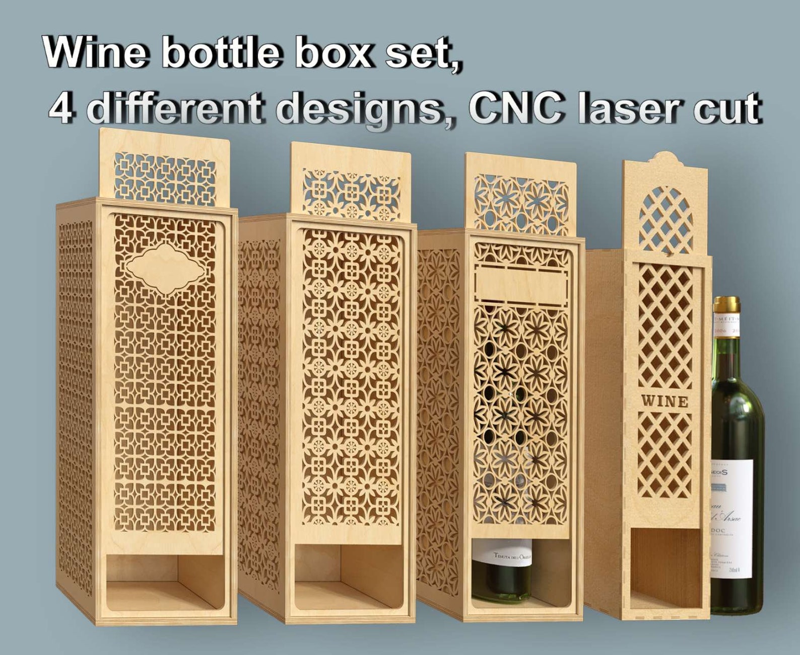 Wine Box Set, Wooden Wine Box Svg, Wedding Wine Box, Wooden Gift Box ...