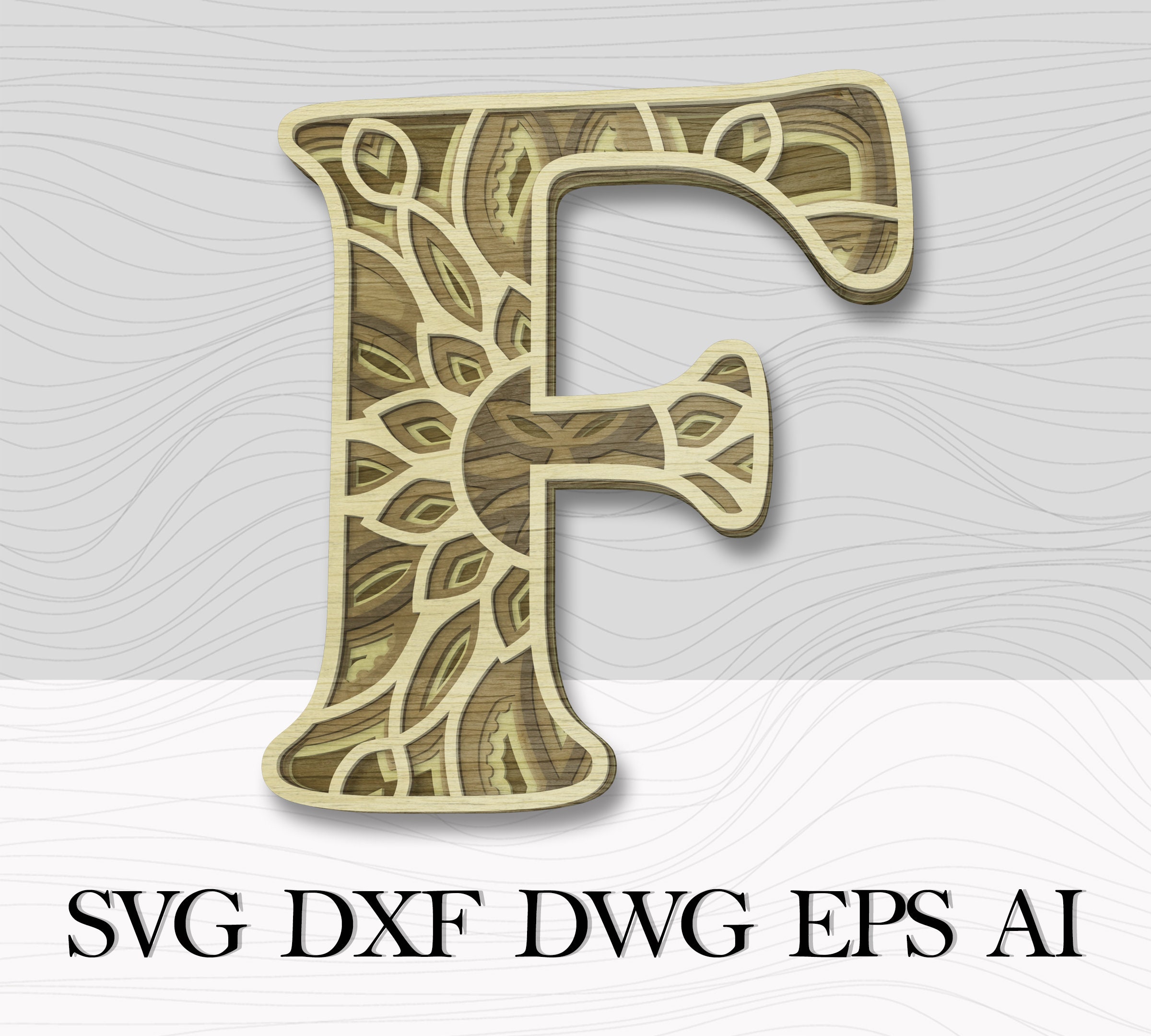Multilayer Letter F Digital File Wall Art Layered DXF - Etsy