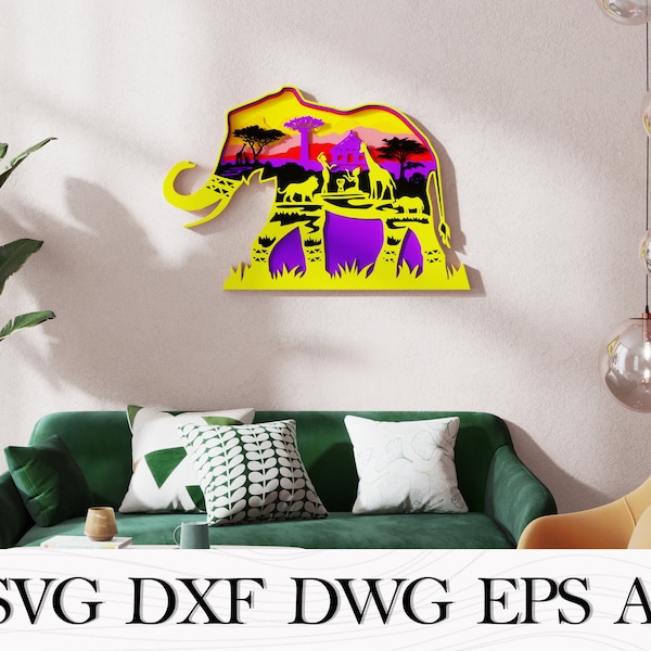 Layered Elephant Svg - Etsy