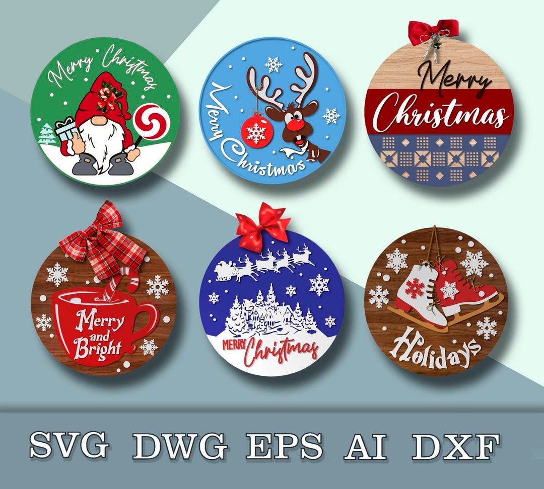 Christmas Door Hanger Bundle Svg, Christmas Laser File, Christmas Gnome ...