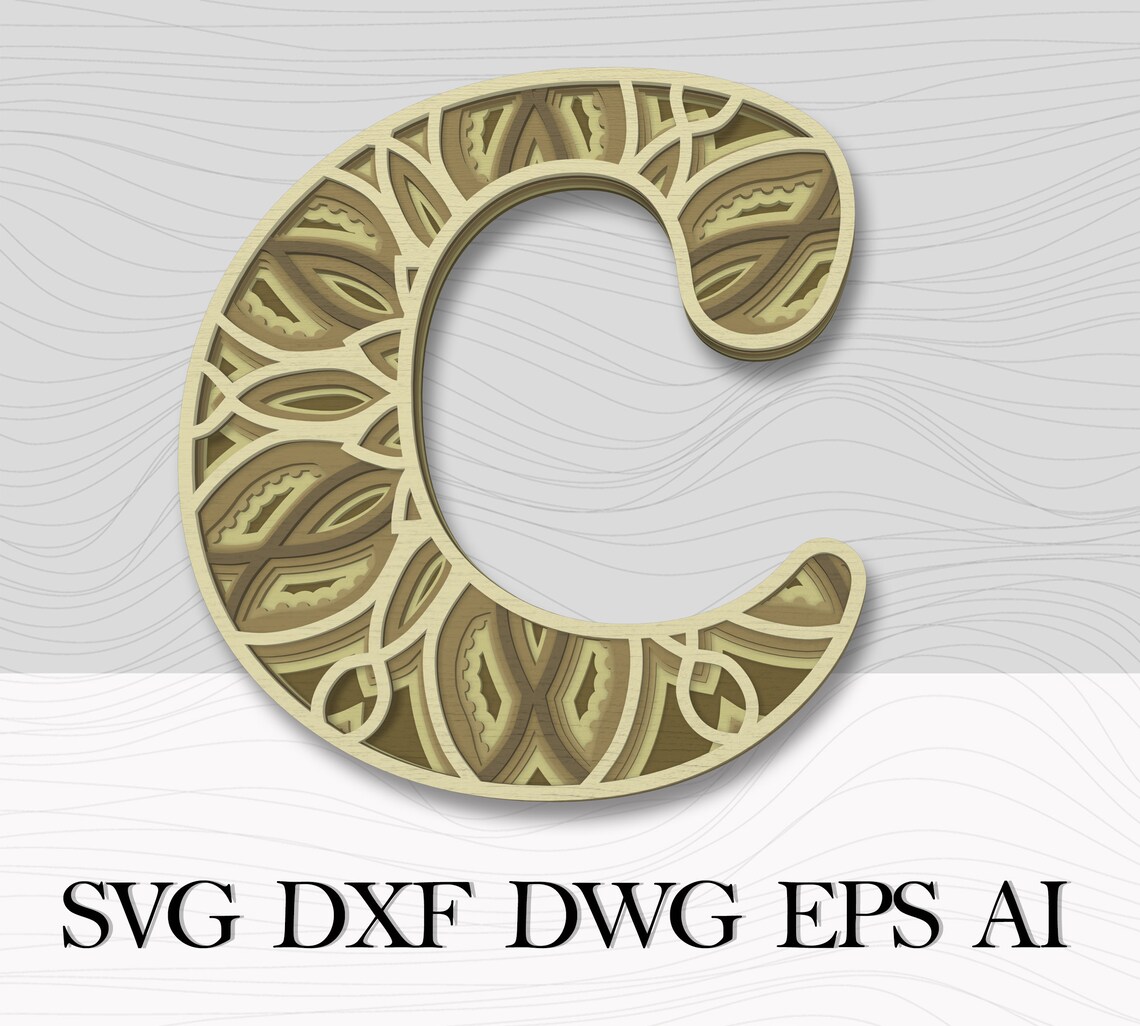 Multilayer Letter С, Digital File, Wall Art Layered, DXF Alphabet ...