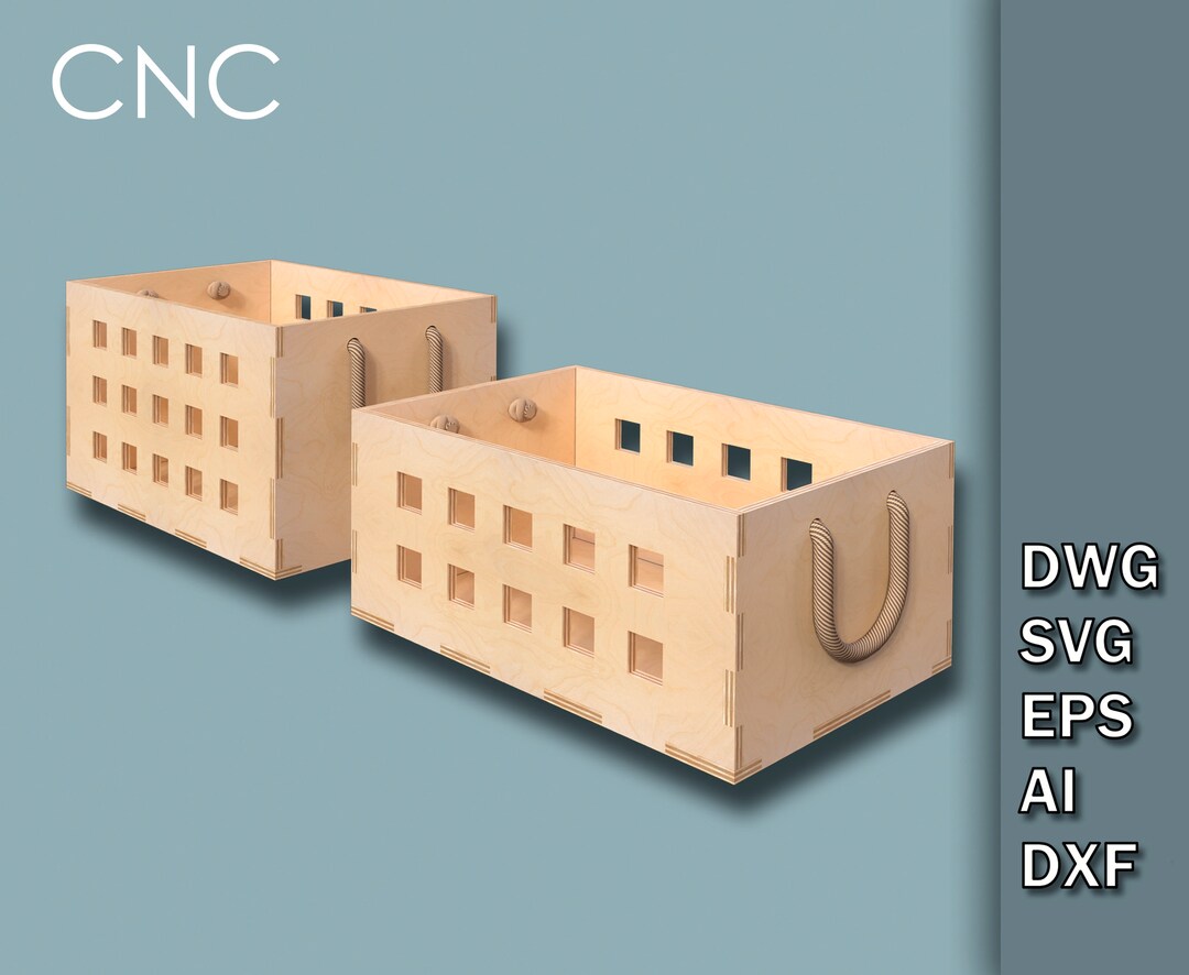 Wooden Box With Rope Handles, 2 Boxes of Different Sizes, Storage Box ...