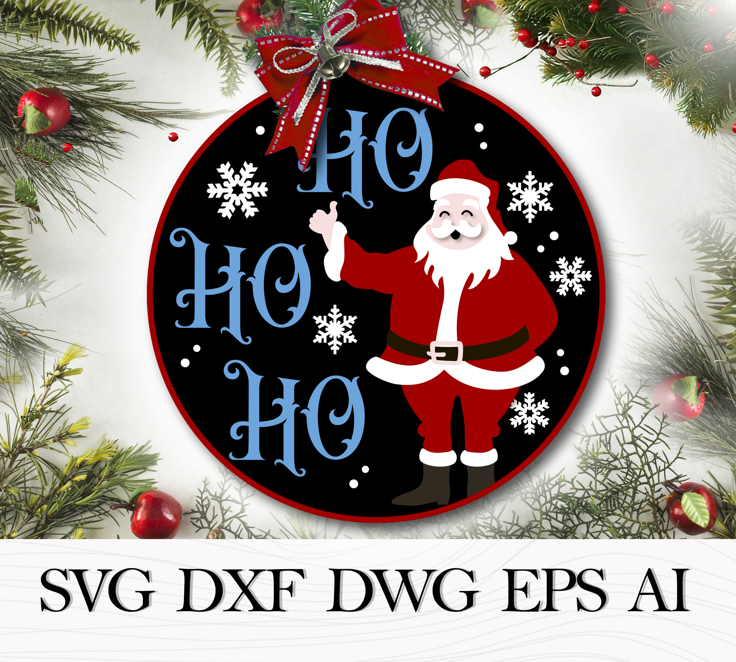 Christmas Design With Santa CNC File Christmas Christmas - Etsy