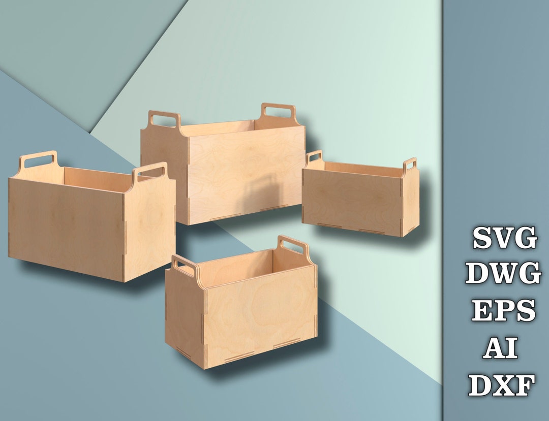 Wooden Box With Handles, 4 Boxes of Different Sizes, Storage Box Bundle ...