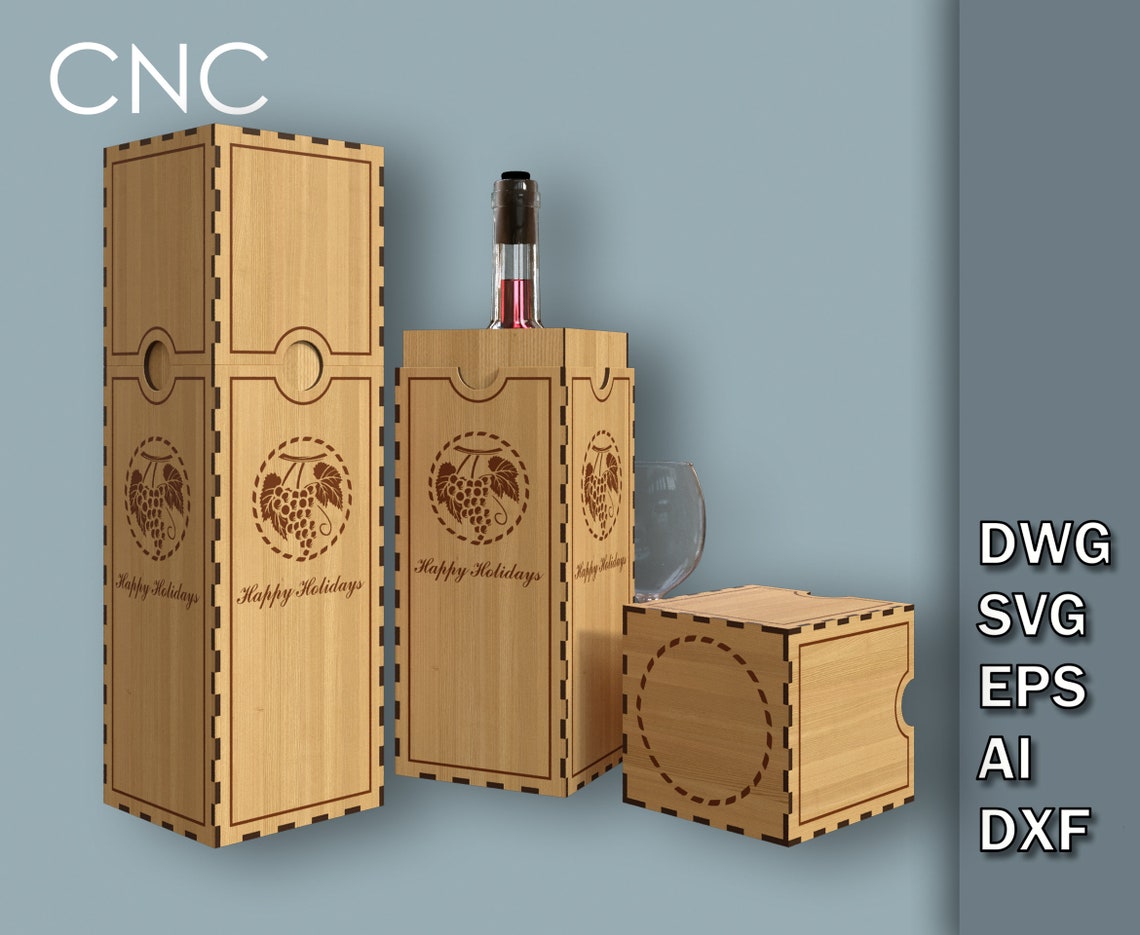 Holiday Wine Bottle Box Svg, Ceremony Wine Bottle Box, Wooden Box for ...