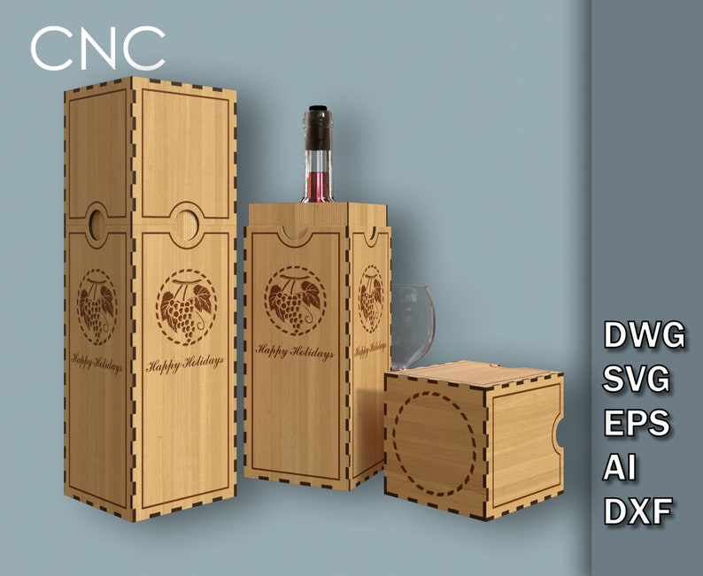 Holiday Wine Bottle Box Svg, Ceremony Wine Bottle Box, Wooden Box for ...