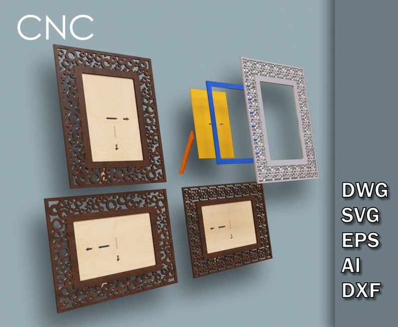 Photo Frames Set 6 Styles, Indoor Decor, Laser Cut Files, Dwg, Svg, Eps ...