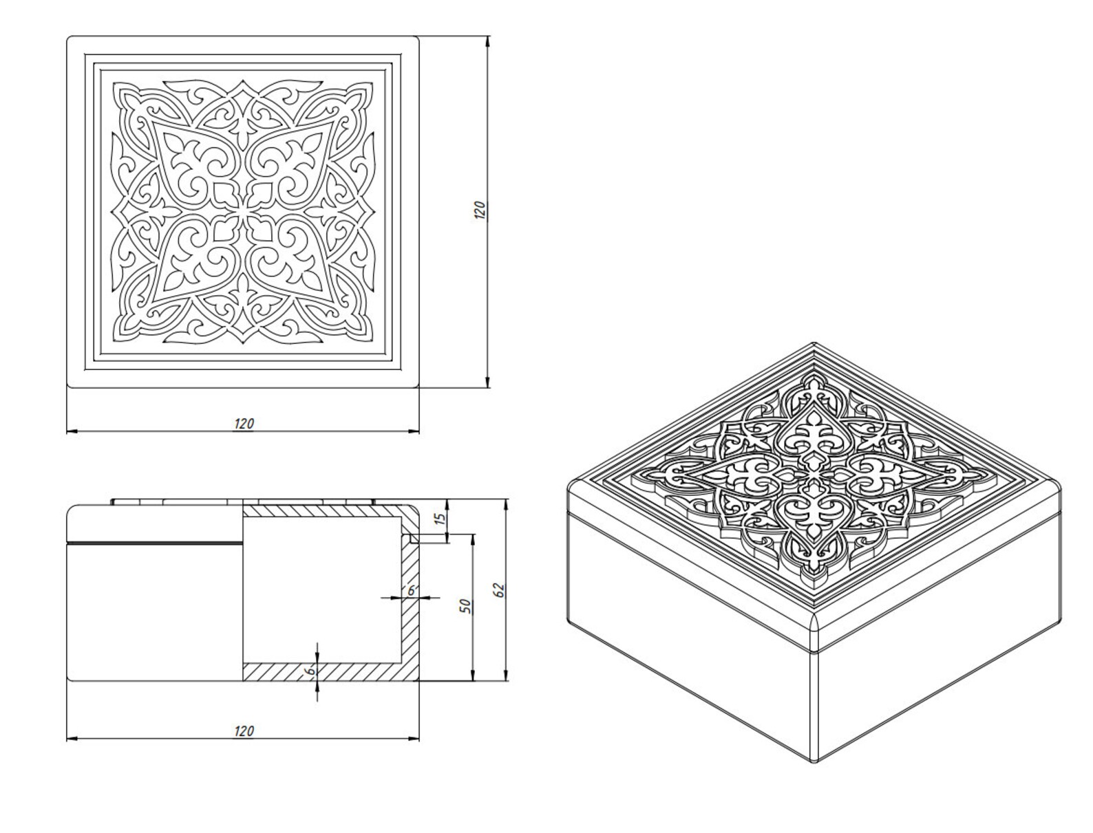 Square Jewelry Storage Box STL, STL Models for 3D Printing, Stl, Obzh ...