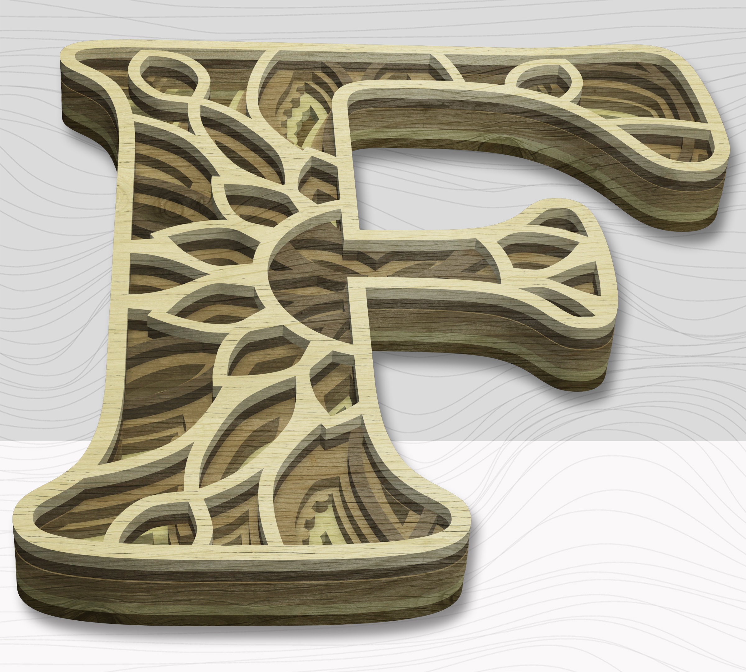 Multilayer Letter F Digital File Wall Art Layered DXF - Etsy