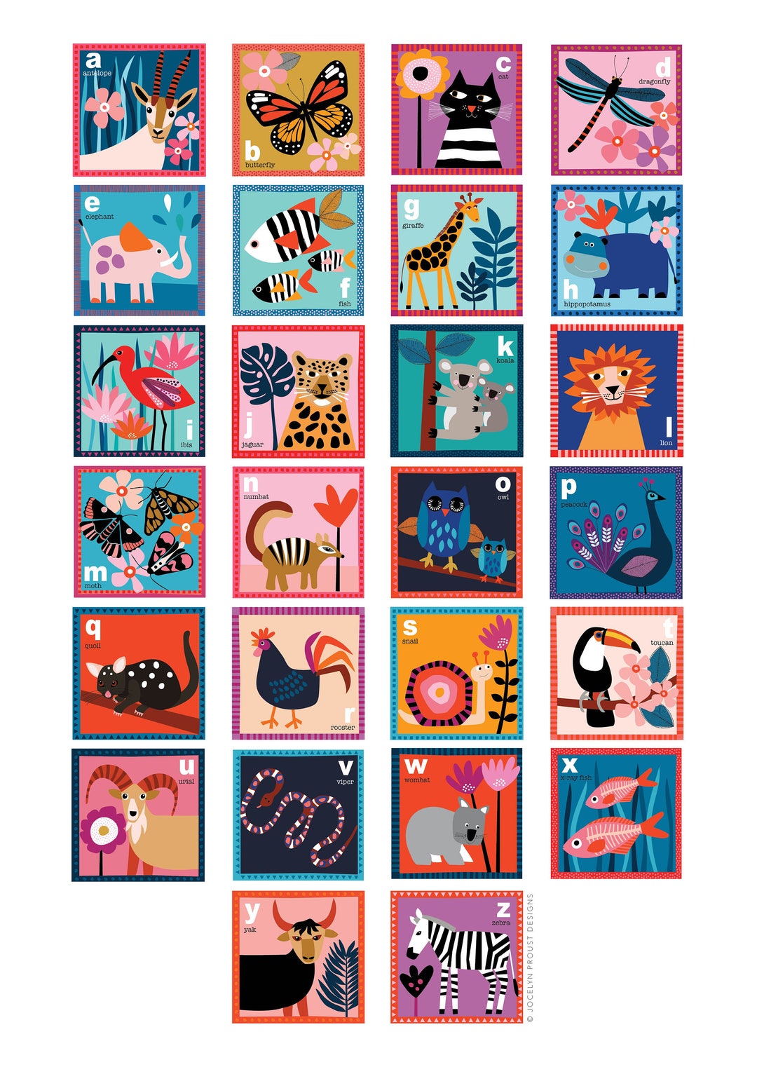 Tier Alphabet Poster A1 Größe ABC Kinderzimmer Wandkunst - Etsy.de