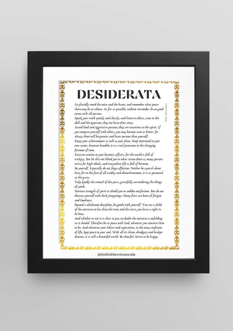 Desiderata Digital Poem Print | Motivational Wall Art | Instant ...
