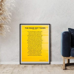 The Road Not Taken Poem Print – Robert Frost Wall Art – Yellow ...