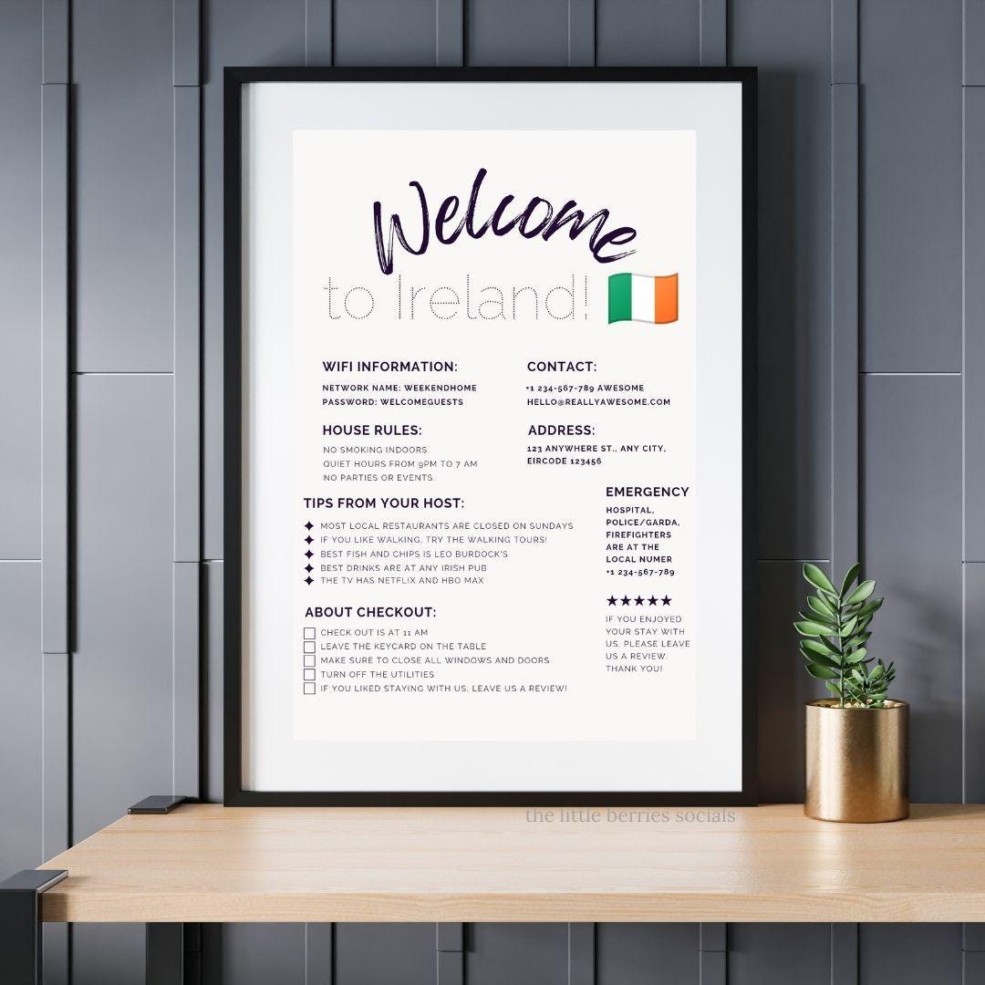 Welcome Sign Printable Template | Editable Guest Information | Airbnb ...