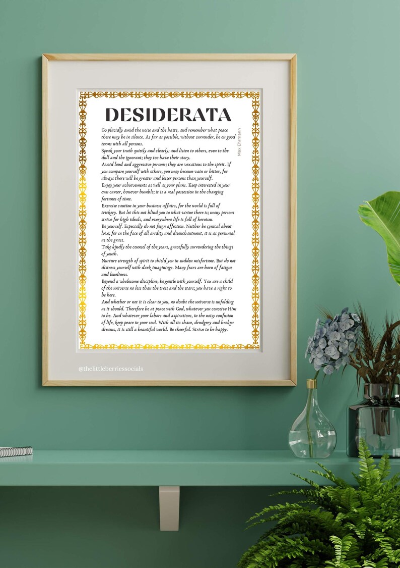 Desiderata Digital Poem Print | Motivational Wall Art | Instant ...