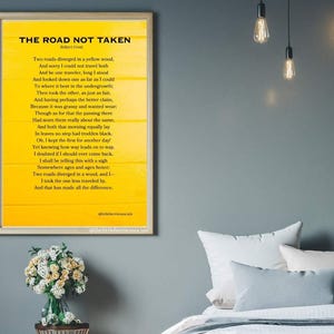 The Road Not Taken Poem Print – Robert Frost Wall Art – Yellow ...