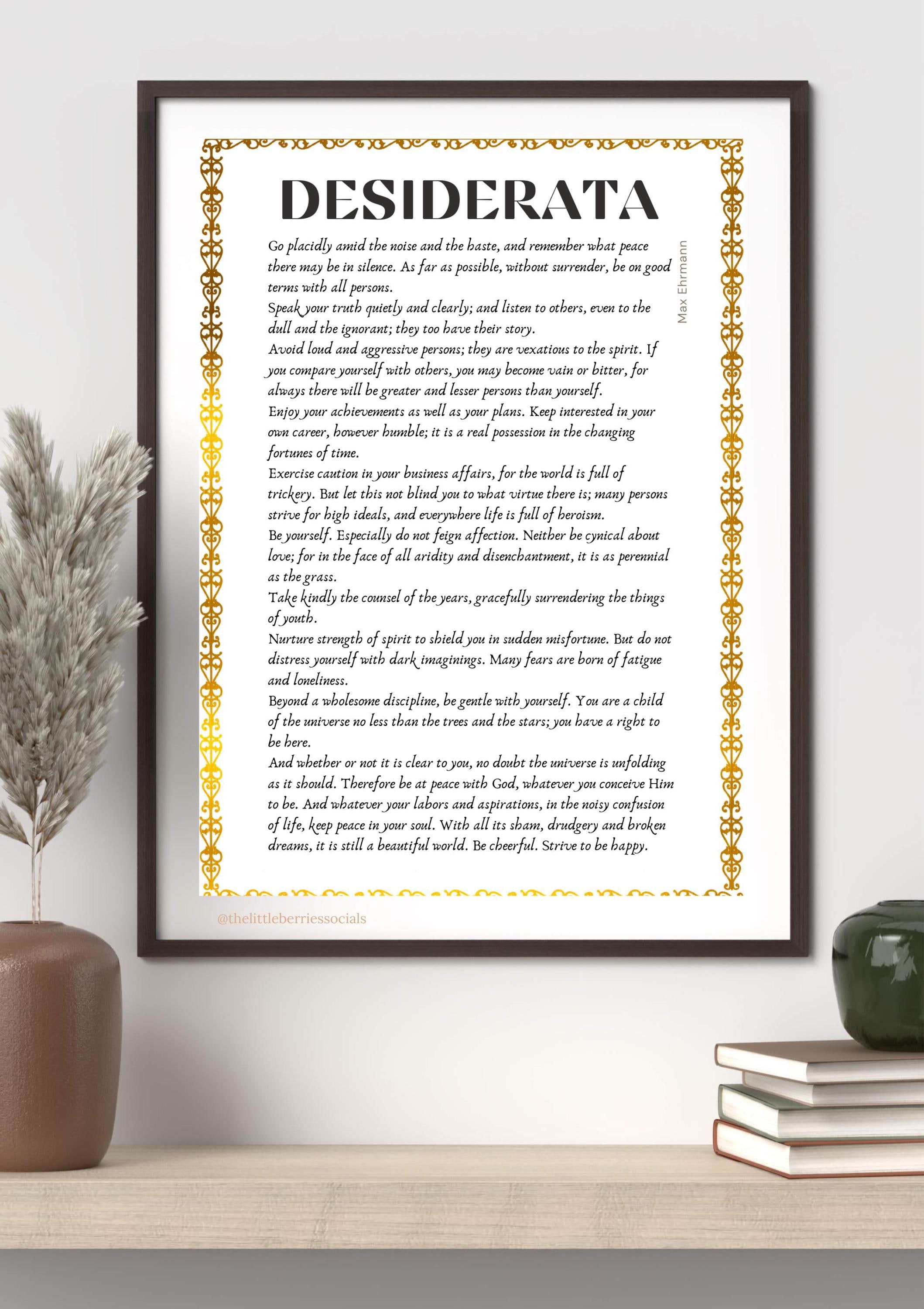 Desiderata Digital Poem Print | Motivational Wall Art | Instant ...