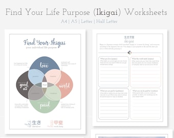 Ikigai Printable Worksheet 3 Pages Find Your Purpose - Etsy Canada