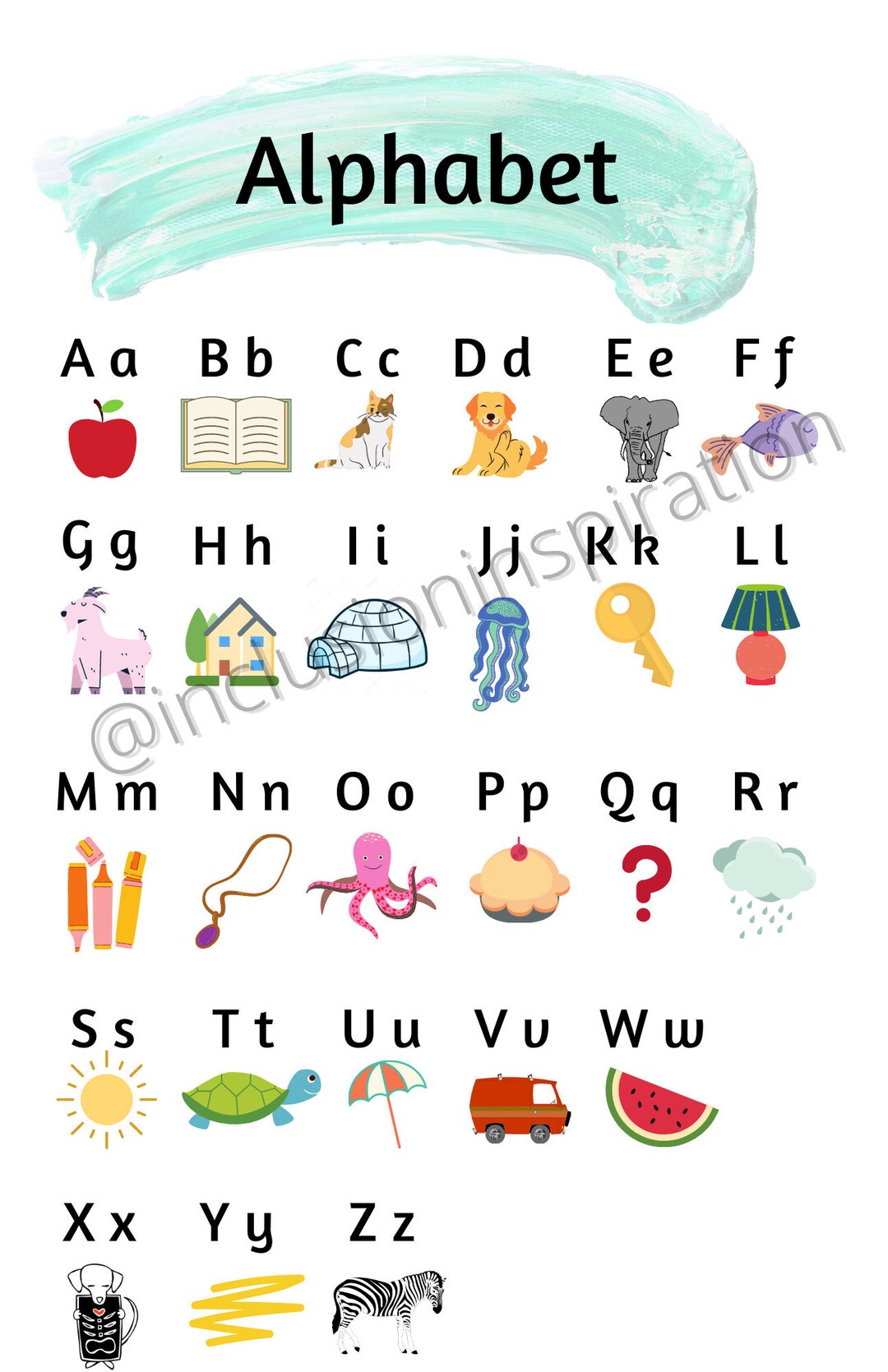 BUNDLE - Alphabet, Number, and Color Chart - Etsy
