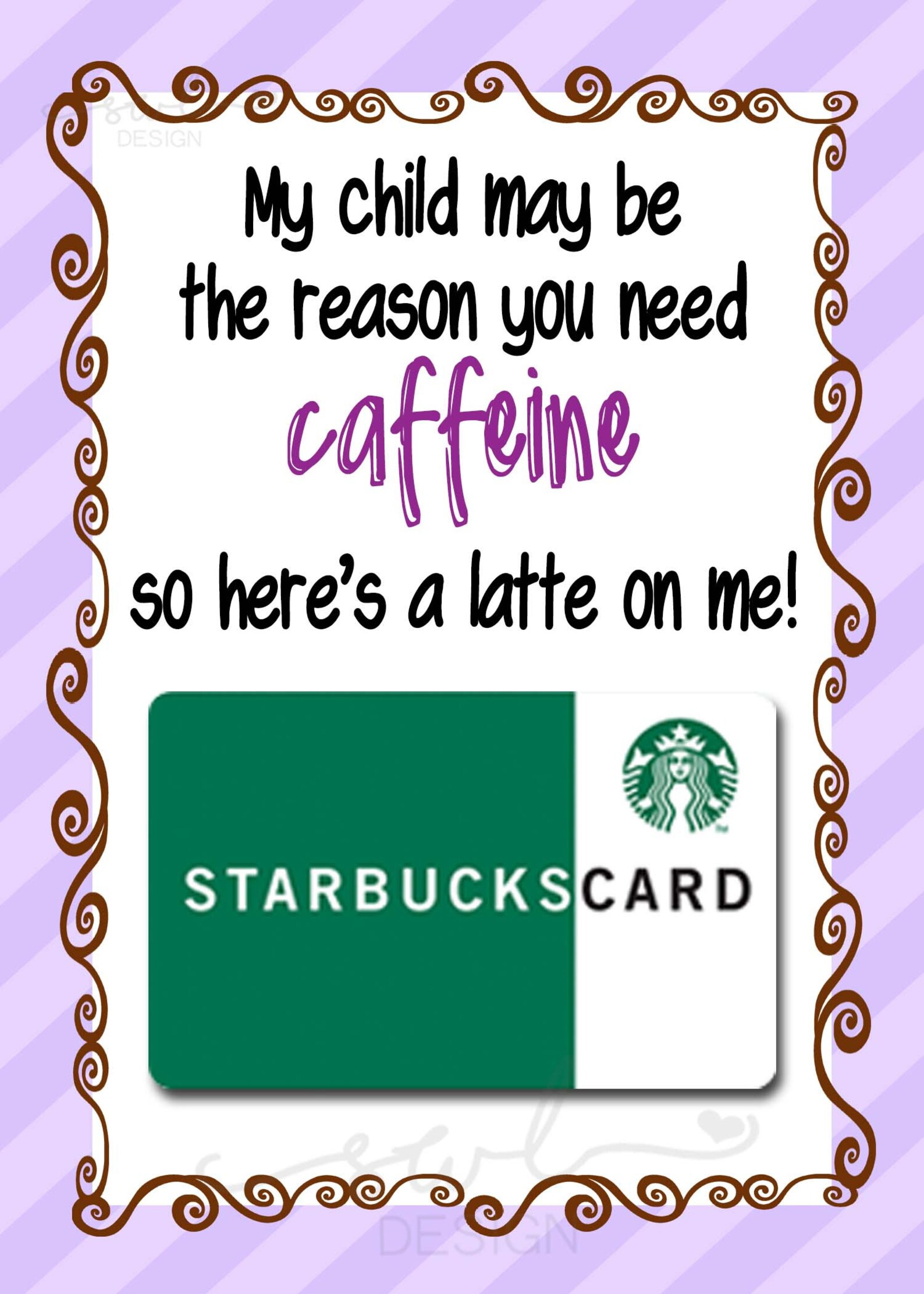 Gift for Teacher, Teacher Appreciation, Printable Starbucks Gift Card ...