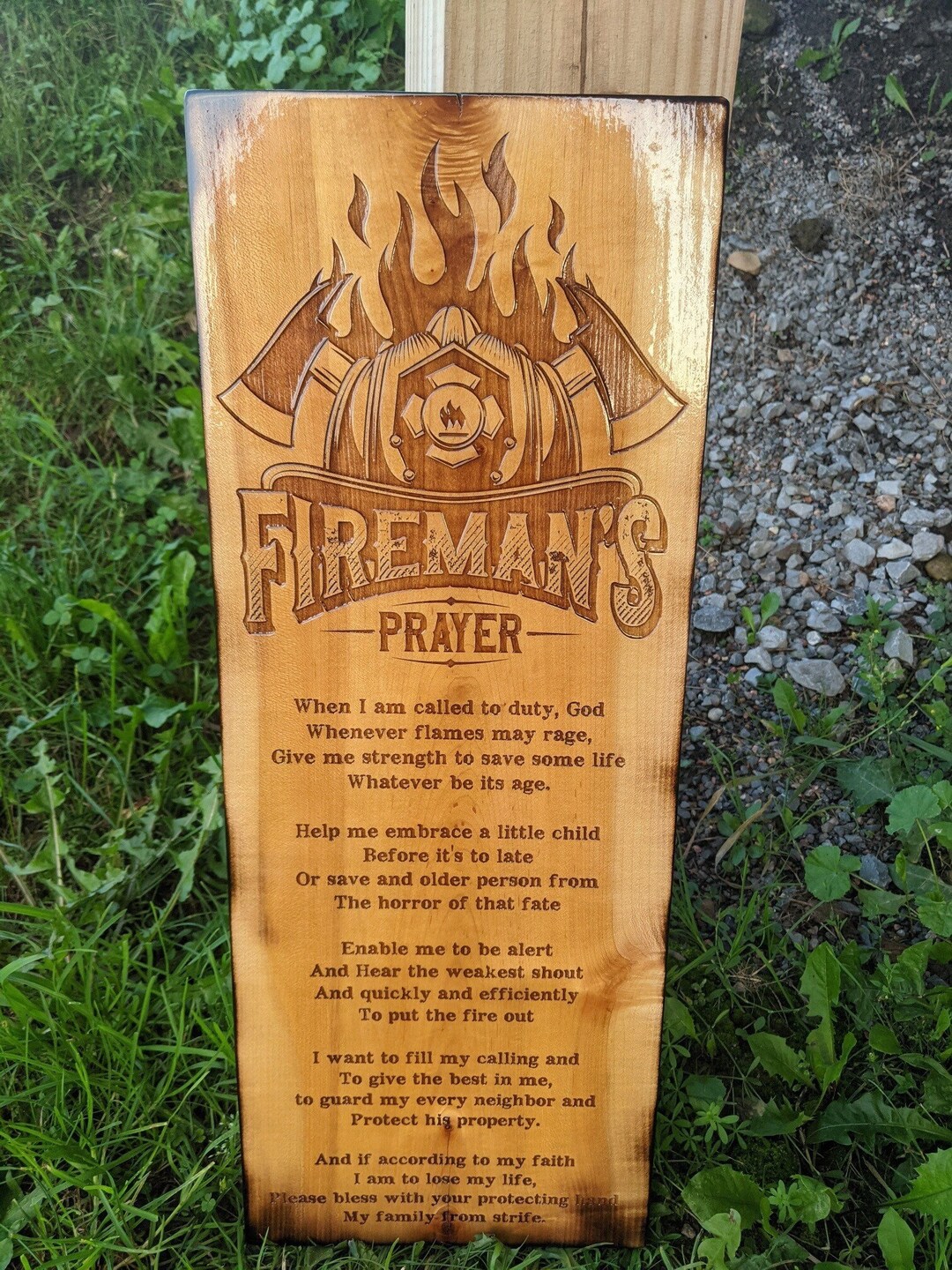 Fireman's Prayer Wood Sign, Firemen's Gift, Engraved Firefighter's Wood ...