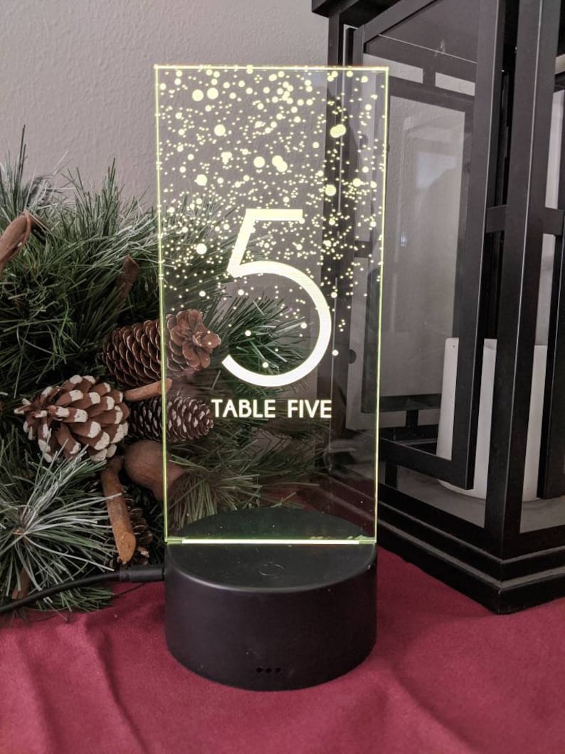 Elegant LED Wedding Reception Table Numbers Custom Engraved - Etsy