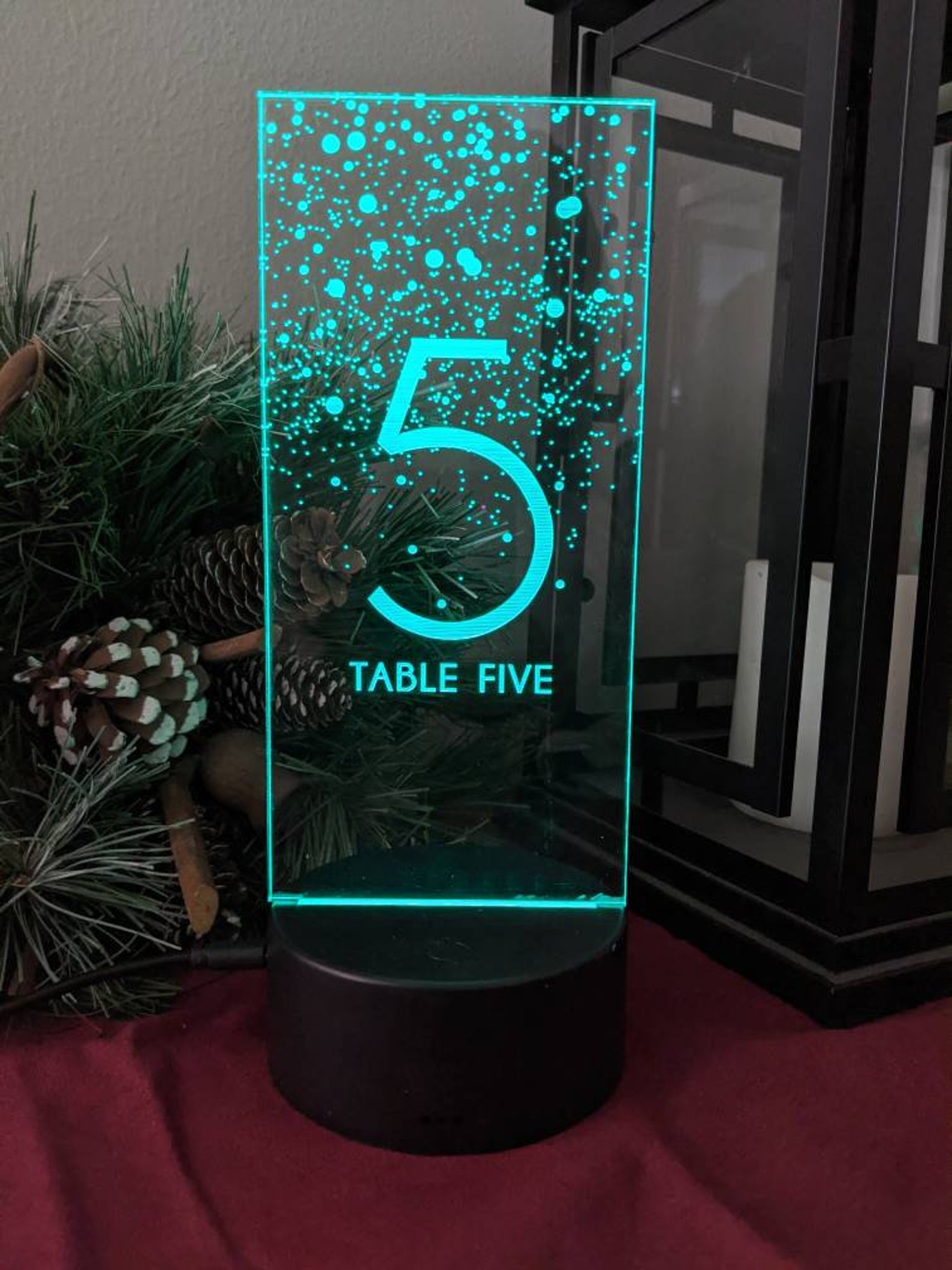 Elegant LED Wedding Reception Table Numbers, Custom, Engraved Clear ...