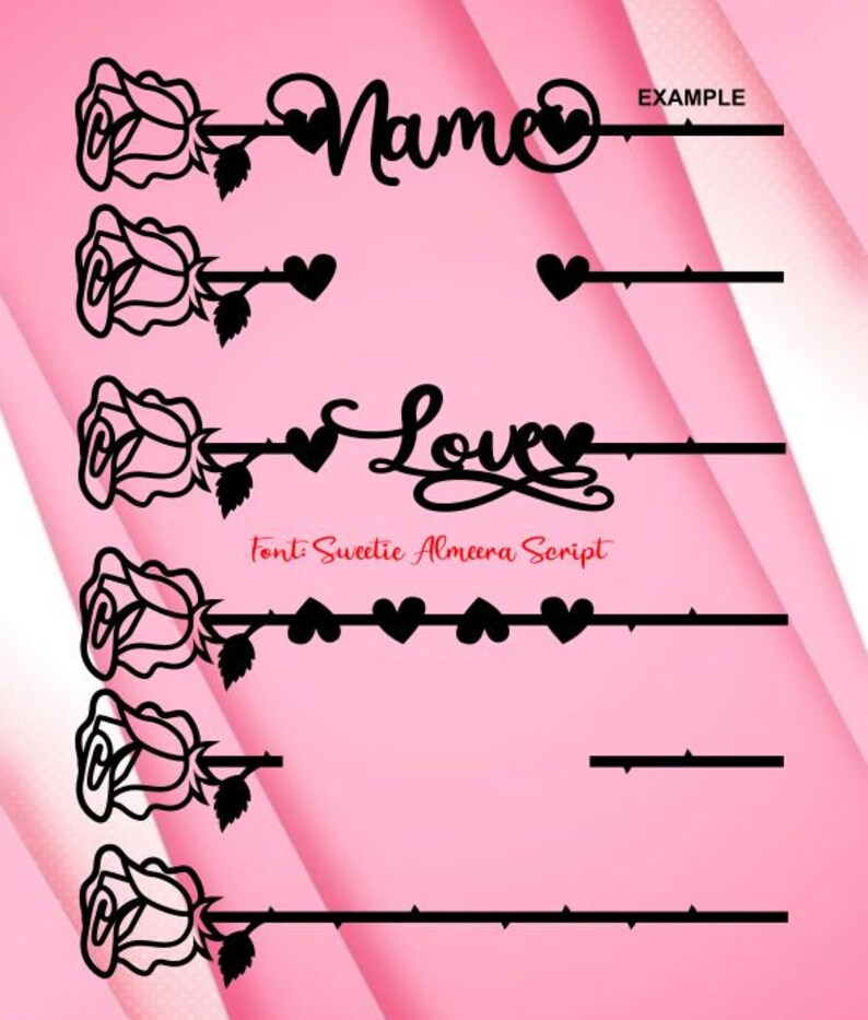 Valentine LOVE NAME Rose File Laser Cut or Engrave on | Etsy