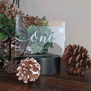 Elegant LED Wedding Reception Table Numbers, Custom, Engraved Clear ...