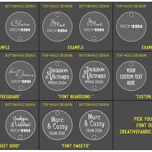 Clear Acrylic Engraved PROM Floral Charms, Prom High School Dance ...