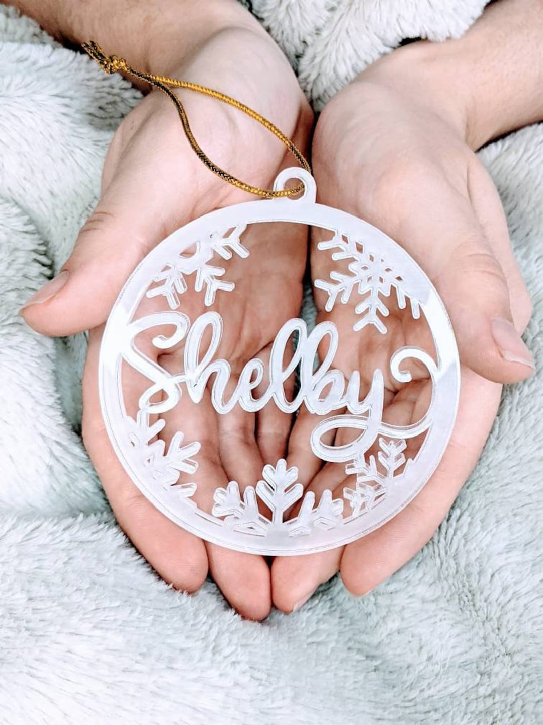 Personalized Snowflake Christmas Ornament: Acrylic or Wood Gift Tag - Etsy