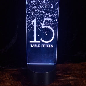 Engraved Acrylic LED Table Numbers: Custom Wedding Reception Decor - Etsy