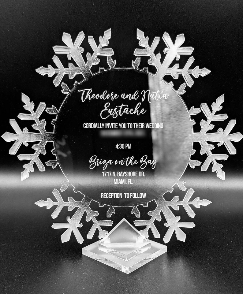 Clear Acrylic Snowflake Wedding Invitation: Laser Engraved Lucite ...