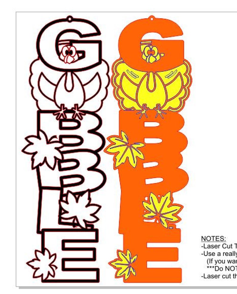 Thanksgiving Door Hanger File, Turkey Gobble File SVG, DXF, Ai, PDF ...