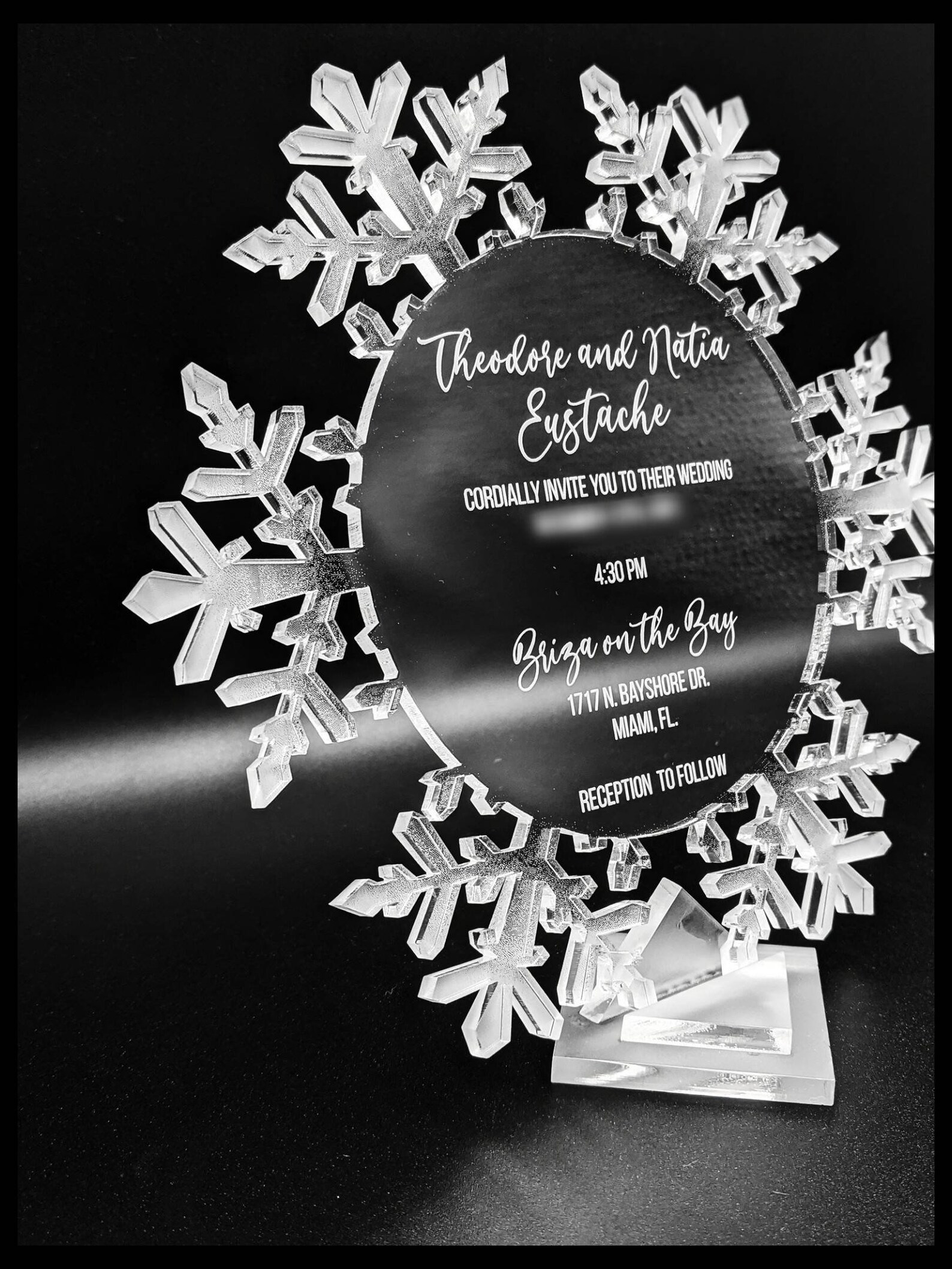 Clear Acrylic Snowflake Wedding Invitation: Laser Engraved Lucite ...