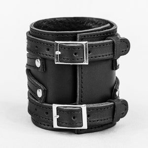 Wide Stitched Leather Wristbands - Leather Wrist Cuff - Leather ...