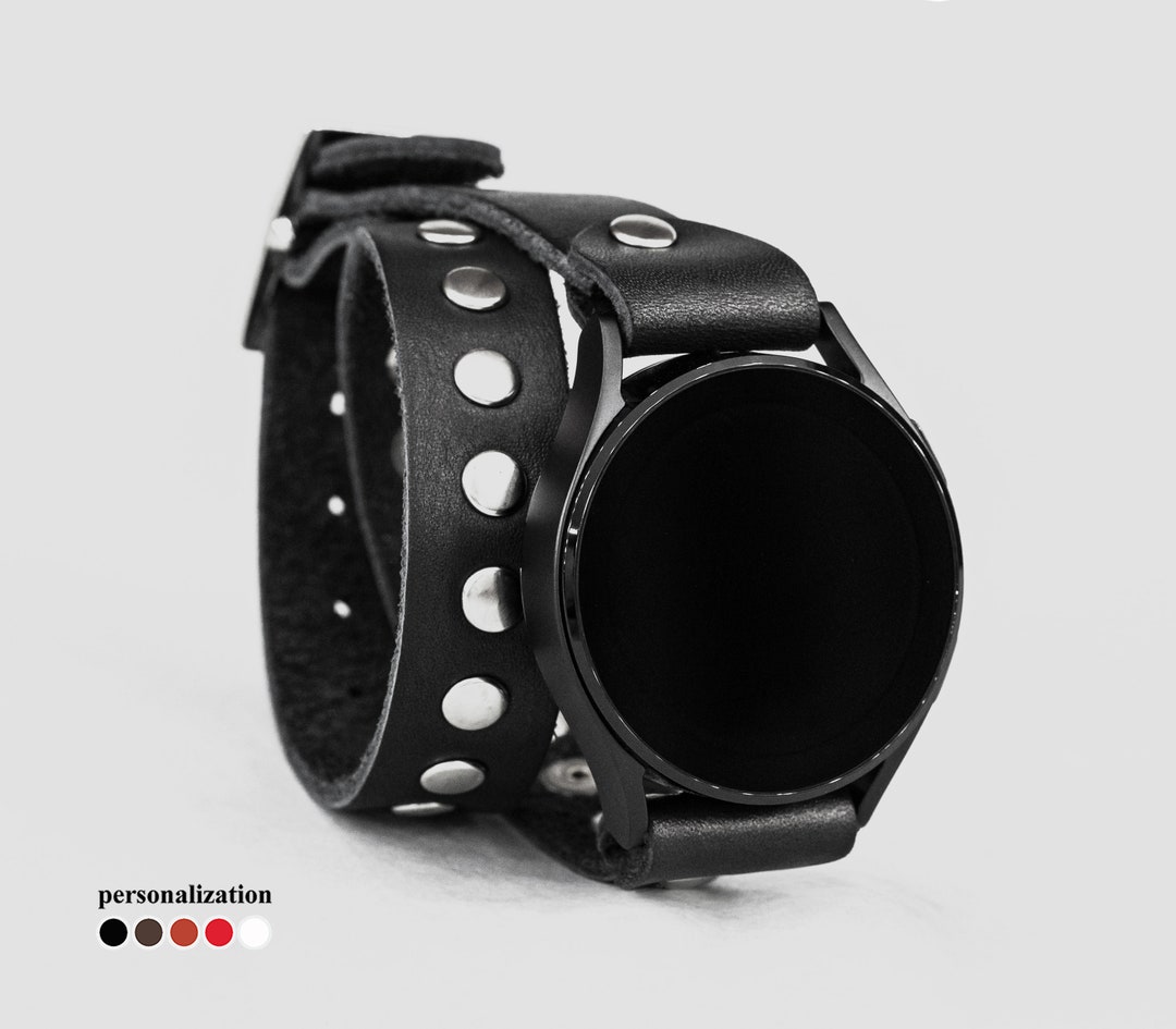 Leather Stud Double Wrap Cuff Band Compatible With Samsung and Other ...
