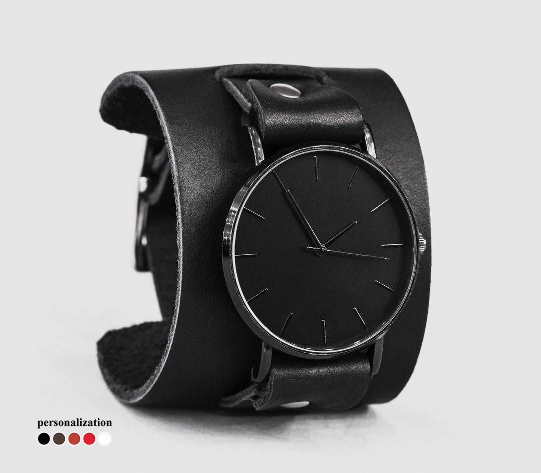 Wide Leather Cuff Watch Strap, Multiple Lug Sizes 18mm-30mm, Unisex ...