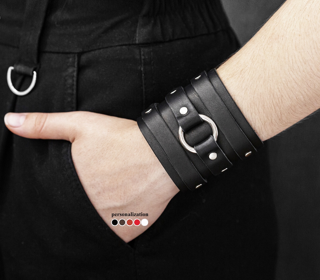 Wide Leather Wristbands - Leather Wrist Cuff - Leather Bracelet Mens ...