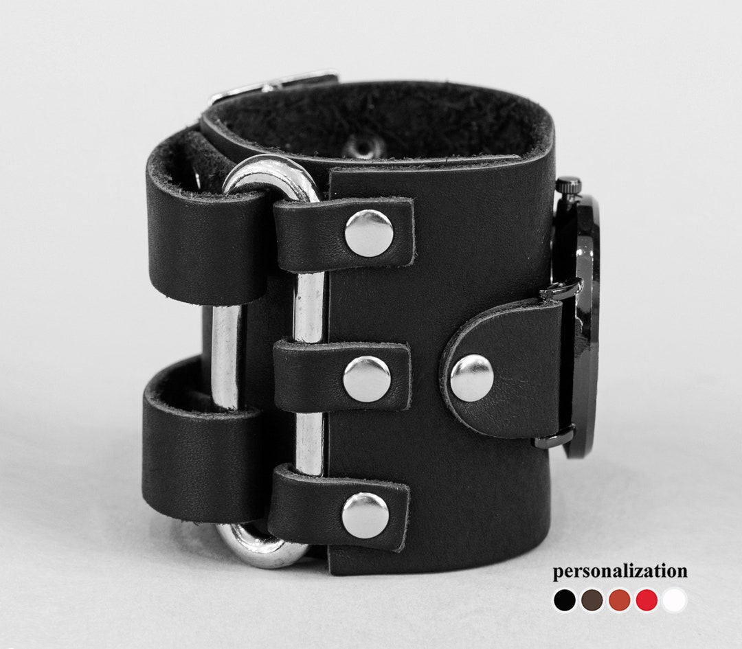 Wide Leather Watch Cuff Band - Leather Watch Strap for Men or Women for ...