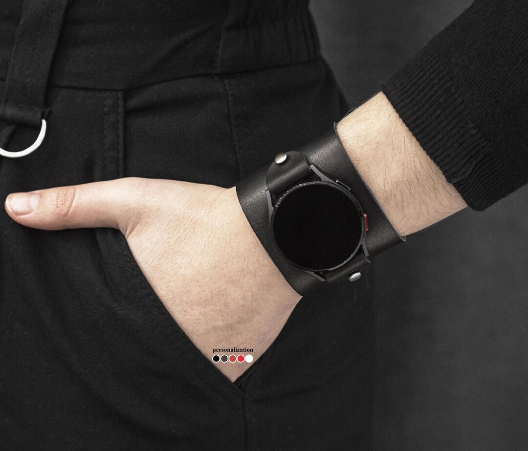 Wide Leather Cuff Arm Band Compatible With Samsung and Other Smart ...