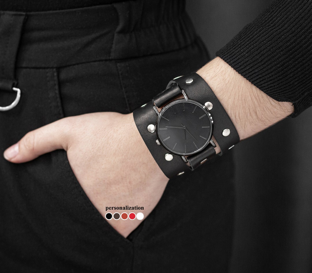 Double Wrap Leather Watch Band for Men or Women Wide Leather Watch ...