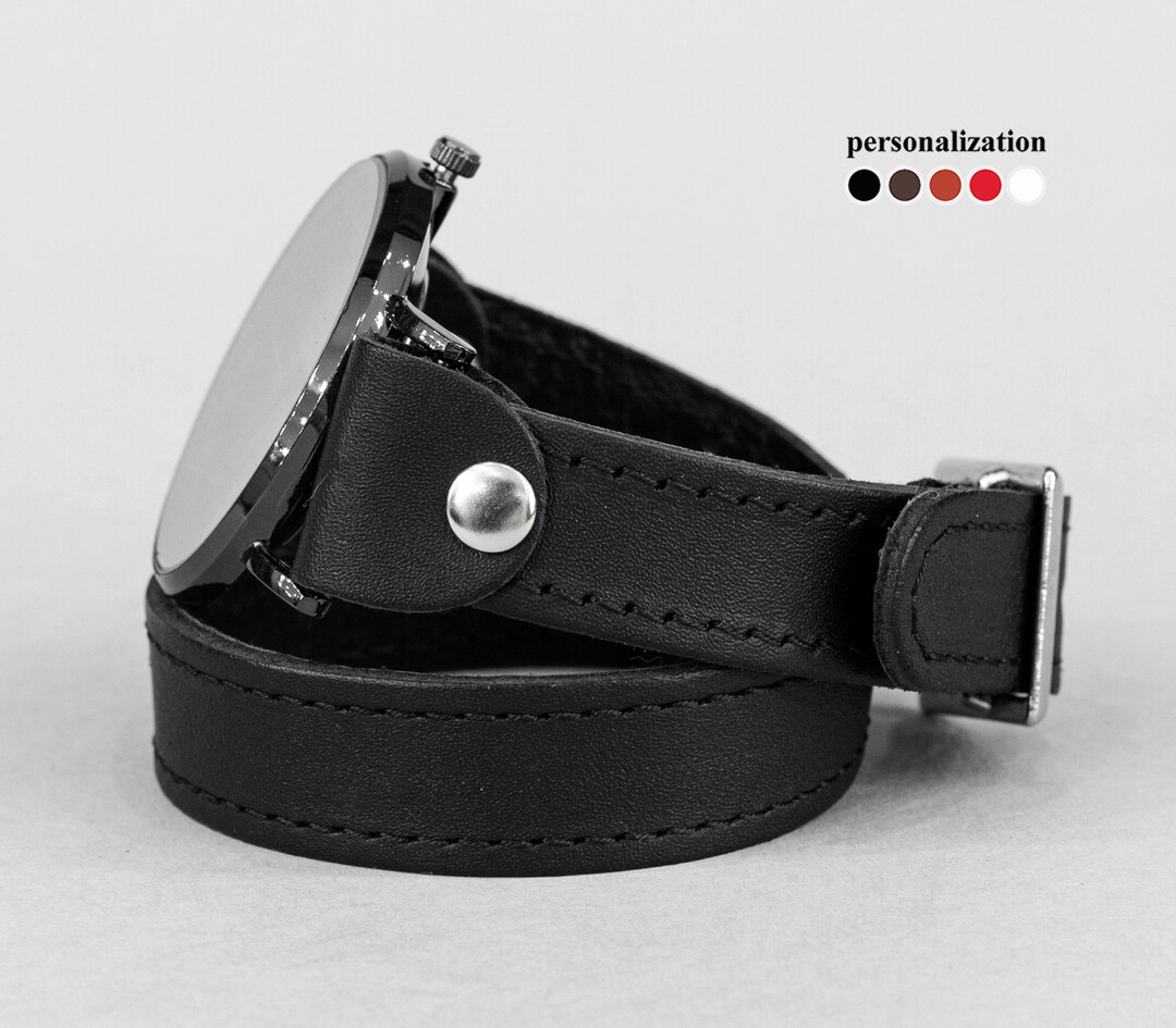 Double Wrap Leather Watch Band for Men or Women, Leather Watch Strap ...