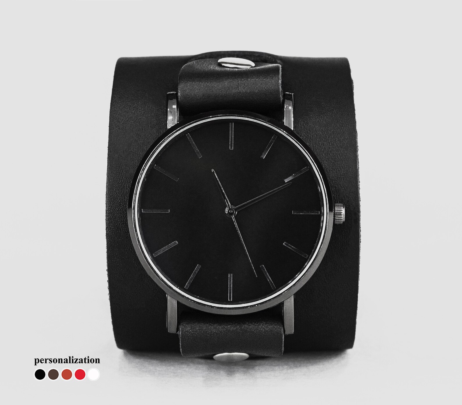 Wide Leather Watch Cuff Band for Men or Women - Lug 16mm 18mm 20mm 22mm ...
