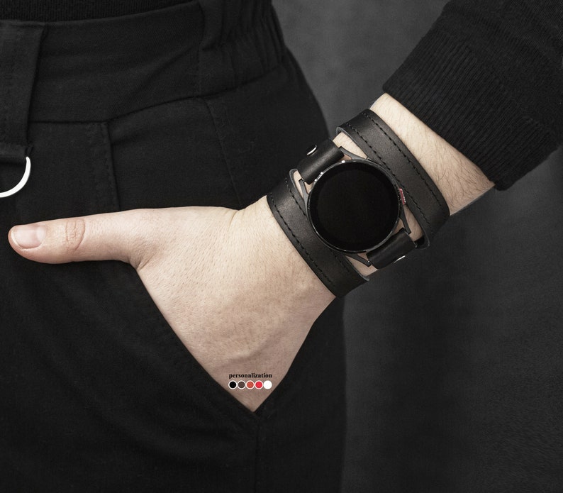 Wide Double Wrap Boho Leather Cuff Band Compatible With Samsung and ...