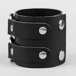 Wide Leather Wrist Cuff Bracelet, Black Wide Leather Cuff Wristband for Men or Women, 3198 - Etsy