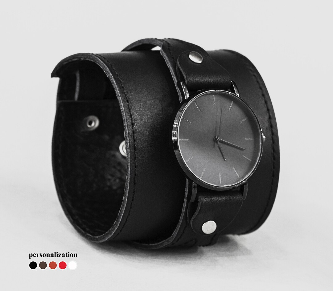 Wide Leather Watch Cuff Band Strap for Men or Women for Lug 10mm 12mm ...