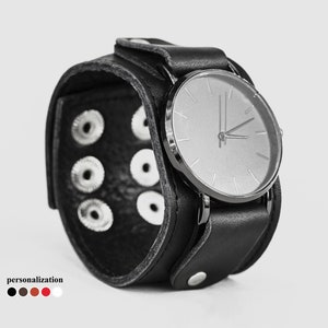 Wide Leather Watch Strap - Wide Leather Watch Band Leather Cuff Watch ...